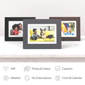 Simply Smart Home Photoshare 8” WiFi Digital Picture Frame, Send Pics from Phone to Frames, 8 GB, Holds 5,000+ Photos, HD Touchscreen, Grey Wood Frame, Easy Setup, No Fees