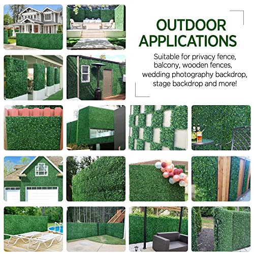 Yaheetech 12PCS 20" X 20" Artificial Boxwood Hedges Panels with Flowers,Topiary Hedge Plant Privacy Hedge Screen UV Protected Grass Backdrop Wall for Indoor Outdoor Garden Fence Backyard Decor