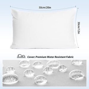 Fixwal 12 x 20 Outdoor Pillow Inserts Set of 4, Waterproof Decorative Throw Pillows Insert, Square Lumbar Pillow for Bed, Sofa, Chair, Patio, Living Room, Garden ( White )