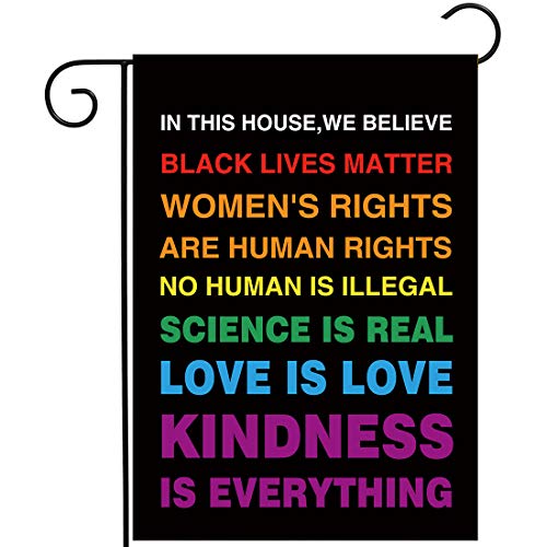 Allenjoy In This House We Believe Garden Flag for Outside Mailbox Vertical Love is Love Farmhouse Yard Sign Patio Outdoor Decors 12x18" Double Sided Washable Polyester