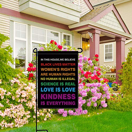 Allenjoy In This House We Believe Garden Flag for Outside Mailbox Vertical Love is Love Farmhouse Yard Sign Patio Outdoor Decors 12x18" Double Sided Washable Polyester