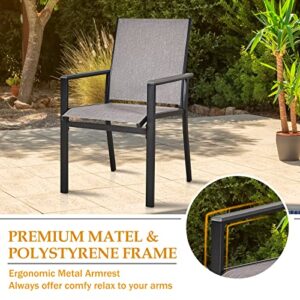 MEOOEM Patio Dining Set 5 Pieces Outdoor Metal Furniture Set, 4 x Textilene Chairs with 37 INCH Rectangular Umbrella Table for Outdoor Garden Backyard