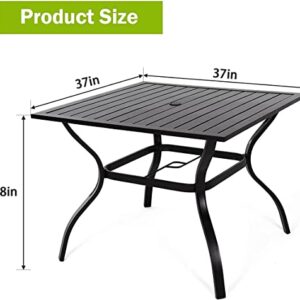 MEOOEM Patio Dining Set 5 Pieces Outdoor Metal Furniture Set, 4 x Textilene Chairs with 37 INCH Rectangular Umbrella Table for Outdoor Garden Backyard