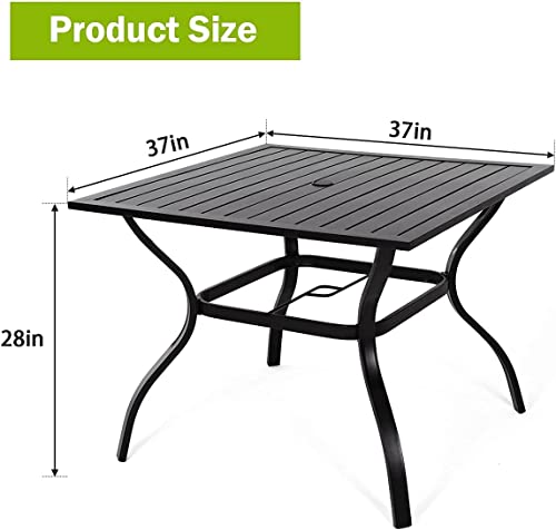 MEOOEM Patio Dining Set 5 Pieces Outdoor Metal Furniture Set, 4 x Textilene Chairs with 37 INCH Rectangular Umbrella Table for Outdoor Garden Backyard