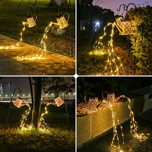 BALGELI Outdoor Solar Garden Lights Decor, Waterproof Watering Can Landscape Lights with Led, Retro Metal Kettle String Lights - Porch Pathway Yard Deck Lawn Patio Walkway Lighting Decorative Lantern