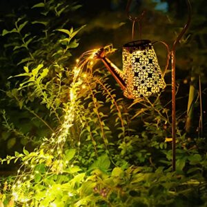 BALGELI Outdoor Solar Garden Lights Decor, Waterproof Watering Can Landscape Lights with Led, Retro Metal Kettle String Lights - Porch Pathway Yard Deck Lawn Patio Walkway Lighting Decorative Lantern