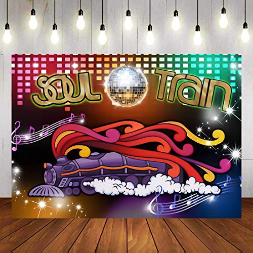 70's Soul Train Theme Photography Backdrop 70's and 80's Disco Dancing Prom Party Decoration Supplies Neon Glow Photo Background Studio Props Banner 7x5ft