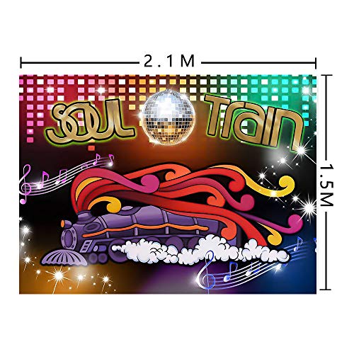 70's Soul Train Theme Photography Backdrop 70's and 80's Disco Dancing Prom Party Decoration Supplies Neon Glow Photo Background Studio Props Banner 7x5ft