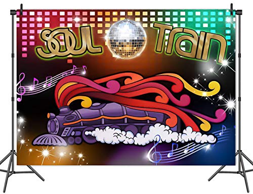 70's Soul Train Theme Photography Backdrop 70's and 80's Disco Dancing Prom Party Decoration Supplies Neon Glow Photo Background Studio Props Banner 7x5ft