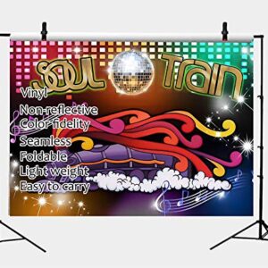 70's Soul Train Theme Photography Backdrop 70's and 80's Disco Dancing Prom Party Decoration Supplies Neon Glow Photo Background Studio Props Banner 7x5ft