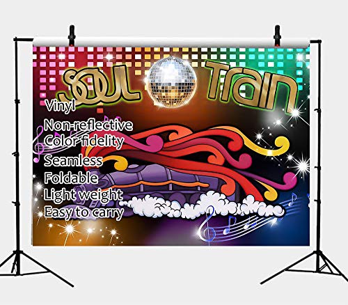 70's Soul Train Theme Photography Backdrop 70's and 80's Disco Dancing Prom Party Decoration Supplies Neon Glow Photo Background Studio Props Banner 7x5ft