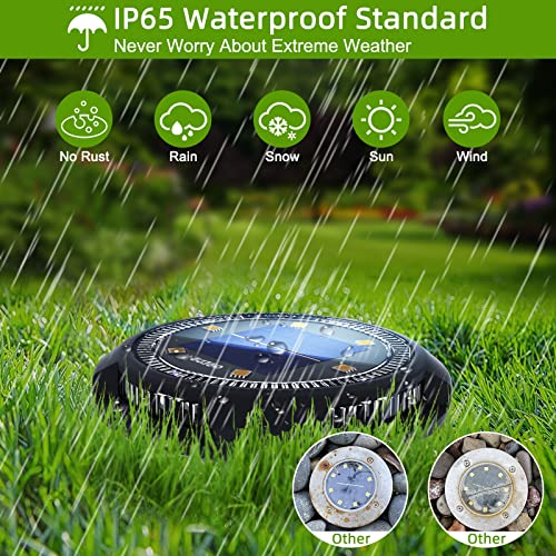 Solar Ground Lights, 8 Packs 𝟏𝟎 𝐋𝐄𝐃 𝟏𝟎𝟎𝟎𝐦𝐀𝐡 Solar Garden Lights IP65 Waterproof Outdoor In-Ground Landscape Lighting for Patio Pathway Lawn Yard Deck Driveway Walkway(Warm White+Blue)