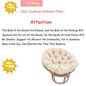 Mustbe Strong Beige Papasan Chair Cushion, Garden Round Seat Pads in Water Resistant Fabric Hammock Swings Chair Cushion for Indoor Outdoor(Not Include Chair),51.2x51.2inch