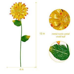 Juegoal 3 Pack Flower Garden Stakes Decor, Shaking Head Metal Outdoor Sunflowers Daisy Glow in Dark Metal Yard Art, Waterproof Metal Flower Stick, Indoor Outdoor Lawn Pathway Patio Ornaments