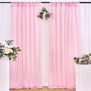 Pink Curtains 2ftx8ft Sequin Backdrop Curtain 2 Panels Pink Glitter Backdrop Fabric Drapes for Paties Holiday Decor