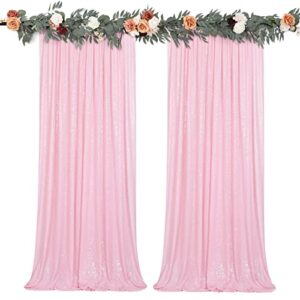 Pink Curtains 2ftx8ft Sequin Backdrop Curtain 2 Panels Pink Glitter Backdrop Fabric Drapes for Paties Holiday Decor