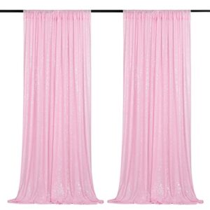 Pink Curtains 2ftx8ft Sequin Backdrop Curtain 2 Panels Pink Glitter Backdrop Fabric Drapes for Paties Holiday Decor