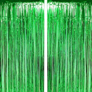 green tinsel foil fringe curtains tropical jungle safari hawaiian baby shower birthday photo backdrops wedding party decor photo booth props backdrops decorations