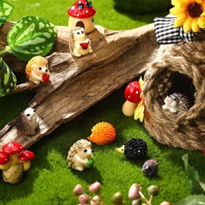 30 Pcs Resin Mini Hedgehog Mushroom Miniature Figurines Outdoor Garden Animals Figurines Fairy Garden Accessories Tiny Hedgehog Mushroom Figurines for House Terrarium Plant Pots Bonsai Craft Decor