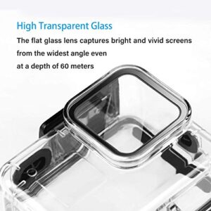 FINEST+ 60m Waterproof Housing Case for GoPro Hero 8 Black Diving Protective Housing Shell with Bracket Accessories for Go Pro Hero8 Action Came Rubber Material Pins Protect The Power Botton