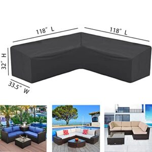 outdoor sectional cover, Waterproof patio sectional cover, Patio Sectional Couch Cover, Garden Lawn patio furniture covers, Outdoor Couch Covers for Sectional Sofa(V-Shape-118"x118")