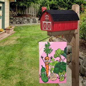 Funny Cartoon Vegetables Garden Flags Premium Food Cute Art Painting Yard Flag Holiday Party Flag Outdoor Farmhouse Decor Home Porch Flags 12 x 18inch