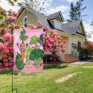 Funny Cartoon Vegetables Garden Flags Premium Food Cute Art Painting Yard Flag Holiday Party Flag Outdoor Farmhouse Decor Home Porch Flags 12 x 18inch