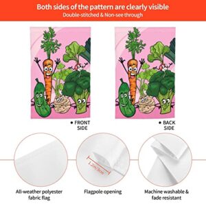 Funny Cartoon Vegetables Garden Flags Premium Food Cute Art Painting Yard Flag Holiday Party Flag Outdoor Farmhouse Decor Home Porch Flags 12 x 18inch