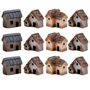 angoily 12 pcs fairy gardens stone house mini fairy cottage house miniature garden stone house ornaments for micro landscape decoration(0.79″ d x 0.79″ w x 0.59″ h)