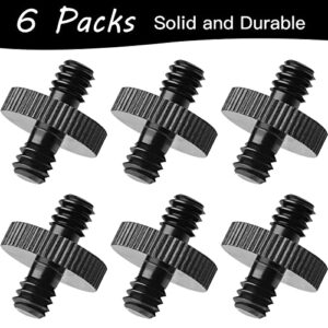 1/4" Male to 1/4" Male Threaded Tripod Screw Adapter Double Head Stud Standard Mounting Thread Converter for Camera Cage Mount Light Stand Monopo Shoulder Rig Tripod Black-6 Packs