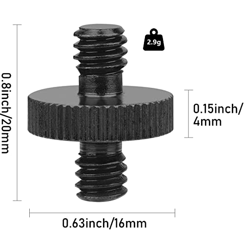 1/4" Male to 1/4" Male Threaded Tripod Screw Adapter Double Head Stud Standard Mounting Thread Converter for Camera Cage Mount Light Stand Monopo Shoulder Rig Tripod Black-6 Packs