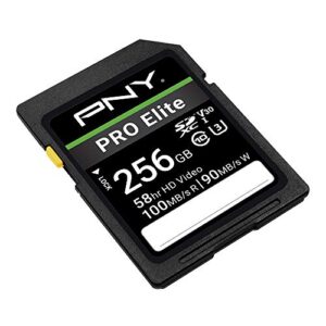 PNY 256GB PRO Elite Class 10 U3 V30 SDXC Flash Memory Card - 100MB/s, Class 10, U3, V30, 4K UHD, Full HD, UHS-I, Full Size SD