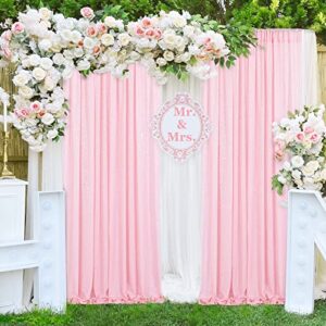 Pink Sequin Backdrop 2 Pieces 2ftx8ft Photography Background Party Curtain Glitter Wedding Backdrop Fabric