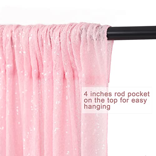 Pink Sequin Backdrop 2 Pieces 2ftx8ft Photography Background Party Curtain Glitter Wedding Backdrop Fabric