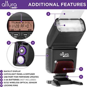 Altura Photo AP-305C Canon Flash Light with Manual Trigger - Camera Flash for Canon R, RP, 90D, 80D, 70D, SL2, T7I, T6, T6I, 5D, 6D, 7D, M6, M50, 2.4GHz TTL Speedlite for DSLR and Mirrorless Cameras