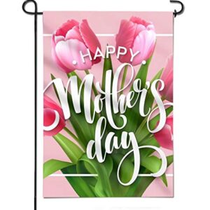 Advocator Happy Mother's Day Design Garden Flag 12x18 Inch Double Sided Seasonal Floral Yard Flag for Spring