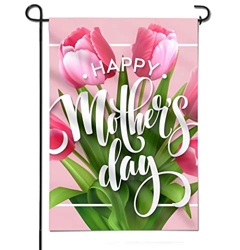 Advocator Happy Mother's Day Design Garden Flag 12x18 Inch Double Sided Seasonal Floral Yard Flag for Spring