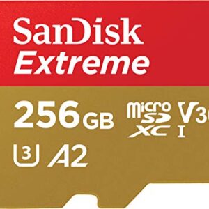 SanDisk 256GB Extreme microSDXC UHS-I Memory Card with Adapter - Up to 160MB/s, C10, U3, V30, 4K, A2, Micro SD - SDSQXA1-256G-GN6MA