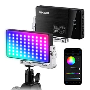 neewer rgb video light, sl90 12w 4300mah battery 360° full color 18 light scenes, 2500~10000k cri97+ on camera light panel aluminum alloy body, app & 2.4g control for youtube/tiktok/vlog/photography