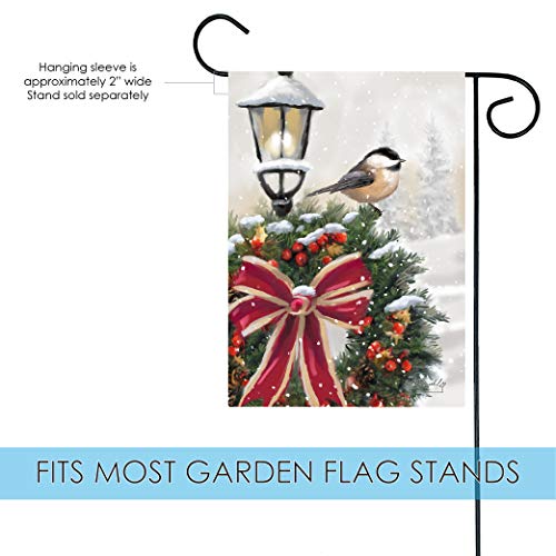 Toland Home Garden 12x18 Inch Double Sided Garden Flag Winter Flag, Snowy Wreath Christmas Winter Garden Flag House Flag For Outdoor Yard Decoration