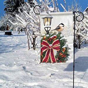 Toland Home Garden 12x18 Inch Double Sided Garden Flag Winter Flag, Snowy Wreath Christmas Winter Garden Flag House Flag For Outdoor Yard Decoration