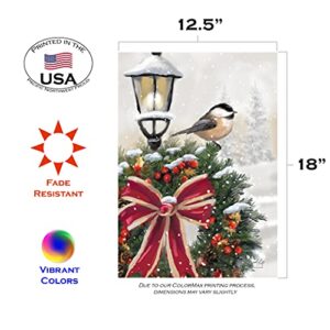 Toland Home Garden 12x18 Inch Double Sided Garden Flag Winter Flag, Snowy Wreath Christmas Winter Garden Flag House Flag For Outdoor Yard Decoration