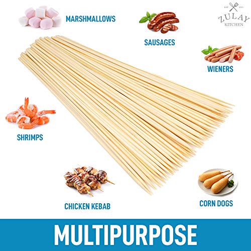 Zulay Kitchen Authentic Bamboo Marshmallow Smores Sticks - 40 Extra Long 30" Roasting Sticks - 5mm Heavy-Duty Bamboo Skewers - Thick Smore Sticks - Ideal for Grilling - Marshmallow Sticks Camping