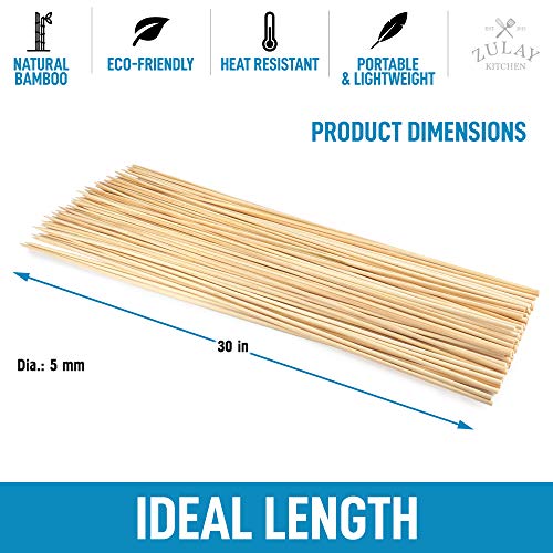 Zulay Kitchen Authentic Bamboo Marshmallow Smores Sticks - 40 Extra Long 30" Roasting Sticks - 5mm Heavy-Duty Bamboo Skewers - Thick Smore Sticks - Ideal for Grilling - Marshmallow Sticks Camping