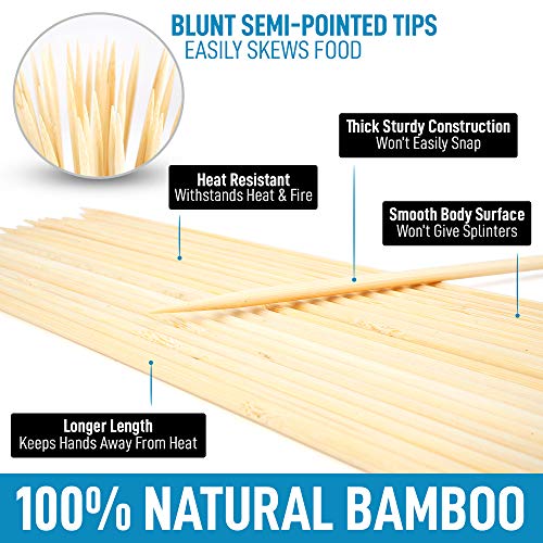 Zulay Kitchen Authentic Bamboo Marshmallow Smores Sticks - 40 Extra Long 30" Roasting Sticks - 5mm Heavy-Duty Bamboo Skewers - Thick Smore Sticks - Ideal for Grilling - Marshmallow Sticks Camping