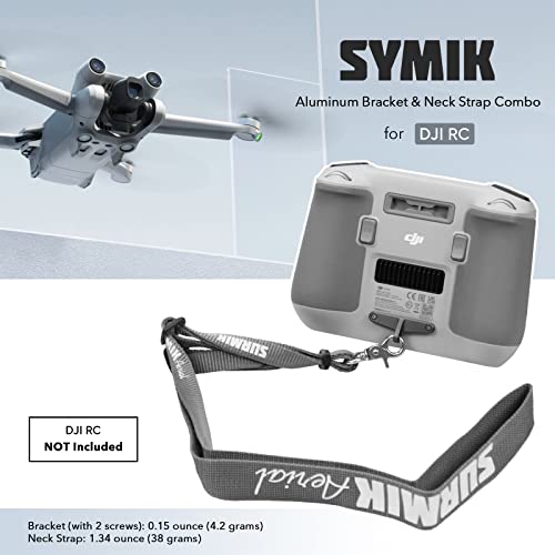 SYMIK Neck Strap Aluminum Bracket and Neck Strap (Lanyard) Combo for DJI RC; Works with DJI Mini 3 / Mini 3 Pro / Mavic 3 Classic / Mavic 3 / Cine / Air 2S with DJI RC Controller; Mini 3 Accessories