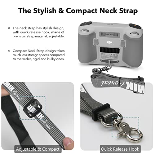 SYMIK Neck Strap Aluminum Bracket and Neck Strap (Lanyard) Combo for DJI RC; Works with DJI Mini 3 / Mini 3 Pro / Mavic 3 Classic / Mavic 3 / Cine / Air 2S with DJI RC Controller; Mini 3 Accessories