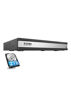 zosi 1080p lite 16 channel security dvr recorder, h.265+ hybrid 4-in-1(analog/ahd/tvi/cvi) cctv dvr for security camera,motion detection,mobile remote control,email alarm,2tb hard drive included