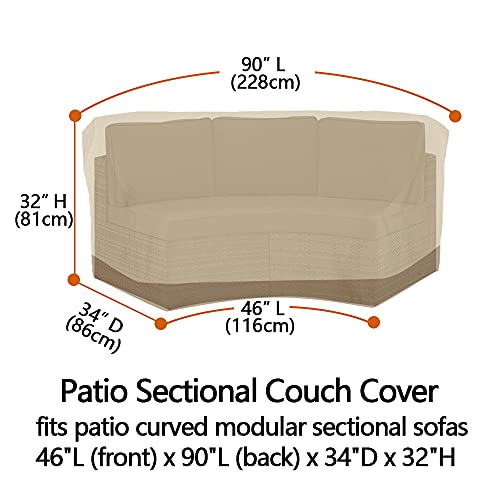 46 Inch Patio Curved Sofa Sectional Cover Heavy Duty Waterproof Outdoor Patio Furniture Covers