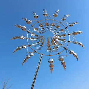 Kinetic Metal Wind Spinners - 3D Magic and Unique Wind Spinner for Outdoor Garden,Yard & Lawn Decration - 360° Dual Rotors Wind Mill with Modern Functionality